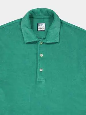 Fedeli Bowling Terry Light Dusty Short Sleeve Shirt - Green