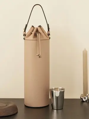 Smythson Grained Textured-leather Wine Tote - Gray