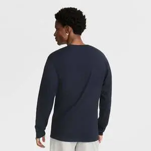 Champion Classic Graphic Long-sleeve T-shirt, Script Logo - Navy