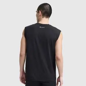 Champion Sport Crewneck Muscle T-shirt With Script Logo - Black