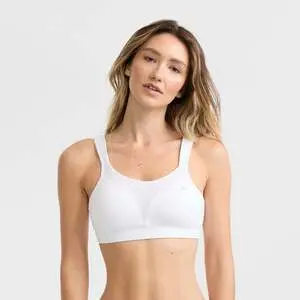 Champion Spot Comfort High-impact Sports Bra, C Logo - White