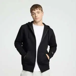 Champion Powerblend Full-zip Hoodie With C Logo - Black