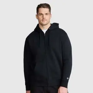 Champion Powerblend Full-zip Hoodie With C Logo - Black