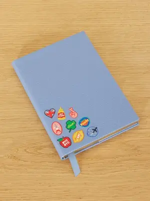 Smythson Soho Printed Textured-leather Notebook - Blue