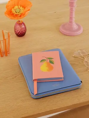 Smythson Chelsea Pear Printed Textured-leather Notebook - Pink