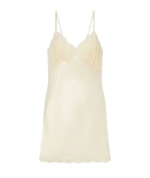 Saint Laurent Lace-trimmed Satin Mini Dress - Neutrals