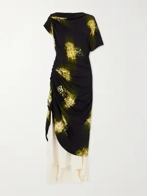 Proenza Schouler Antonella Tiered Printed Maxi Dress - Black