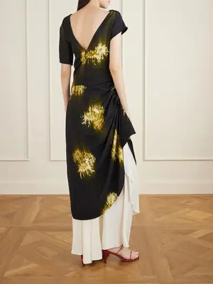 Proenza Schouler Antonella Tiered Printed Maxi Dress - Black