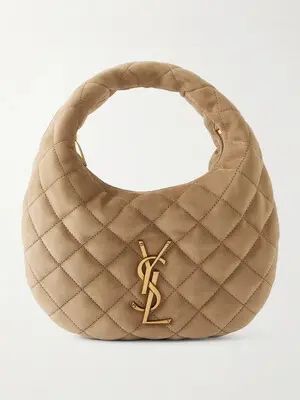 Saint Laurent Icarino Matelassé Suede Shoulder Bag - Neutrals