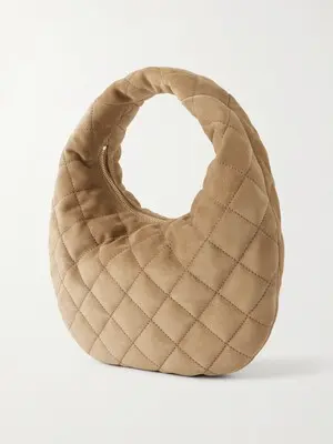 Saint Laurent Icarino Matelassé Suede Shoulder Bag - Neutrals