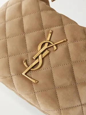 Saint Laurent Icarino Matelassé Suede Shoulder Bag - Neutrals
