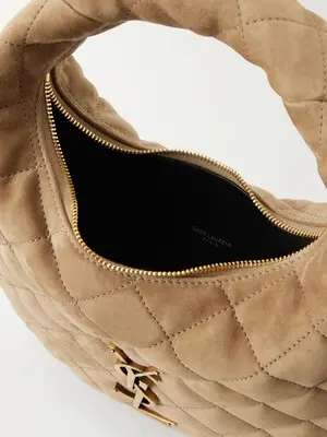 Saint Laurent Icarino Matelassé Suede Shoulder Bag - Neutrals