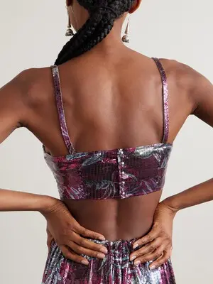 Rabanne Cropped Printed Chainmail Top