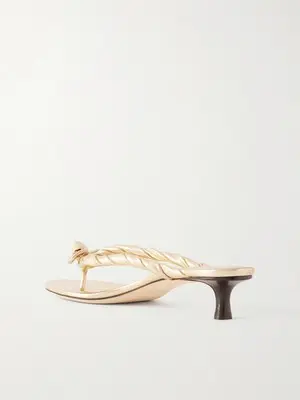 JIMMY CHOO Liss 35 Metallic-leather Sandals - Gold
