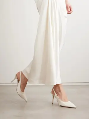JIMMY CHOO Love 85 Satin Slingback Pumps - Neutrals