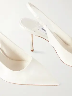 JIMMY CHOO Love 85 Satin Slingback Pumps - Neutrals