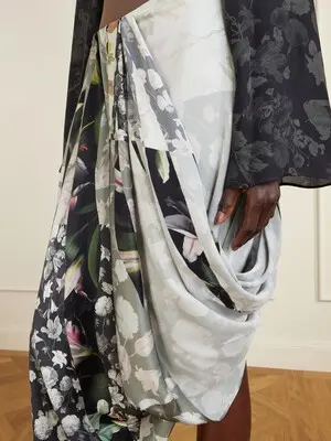 MAISON MARGIELA Asymmetrical Draped Floral-print Silk-satin Midi Skirt - Multi