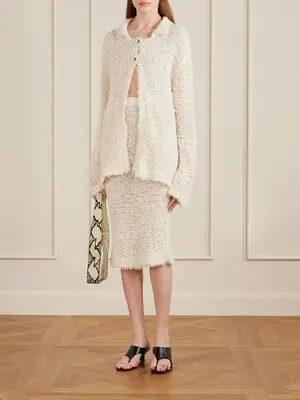 Khaite Adela Bouclé Midi Skirt - Neutrals