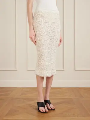 Khaite Adela Bouclé Midi Skirt - Neutrals