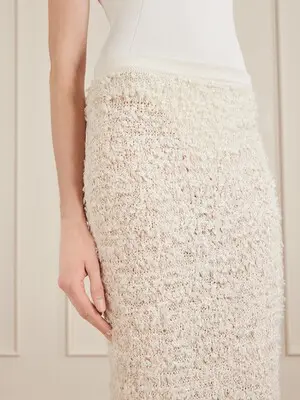 Khaite Adela Bouclé Midi Skirt - Neutrals