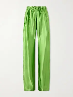 Khaite Rohen Satin Pants - Green