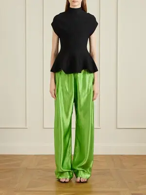 Khaite Rohen Satin Pants - Green