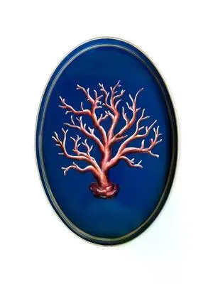 LES-OTTOMANS Coral Oval Tray - Blue