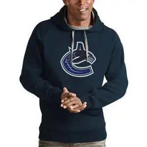 ANTIGUA Vancouver Canucks Logo Victory Pullover Hoodie - Navy