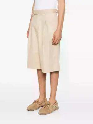 Drole De Monsieur Belt-loops Pleated Shorts - Neutrals