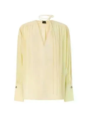 Pinko V-neck Cuffed Blouse - Yellow