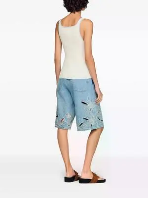 Sandro Ribbed Knit Tank Top With Striped Trim