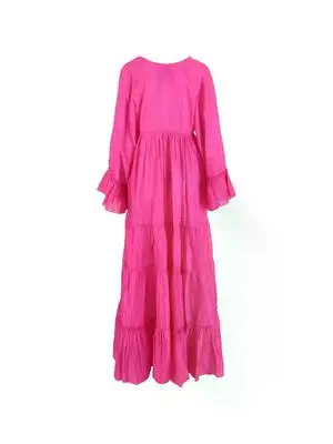 Pero Ruffled V-neck Silk Dress - Pink