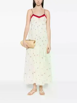 FORTE_FORTE Crochet-knit Floral-embroidered Maxi Dress - Neutrals