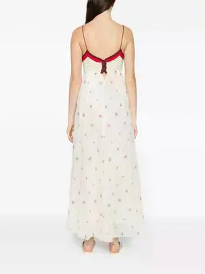 FORTE_FORTE Crochet-knit Floral-embroidered Maxi Dress - Neutrals