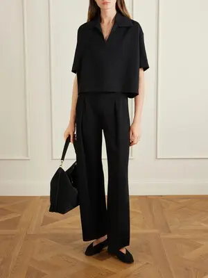 HIGH SPORT Evie Pleated Knitted Wide-leg Pants