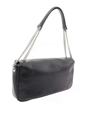 Fendi 2000-2010 Large Leather Baguette Shoulder Bag - Black