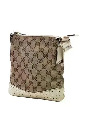 Gucci Gg Canvas Perforated Crossbody Bag - White