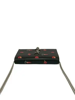 Saint Laurent Calfskin Heart And Smoking Lips Monogram Kate Tassel Wallet-on-chain - Black