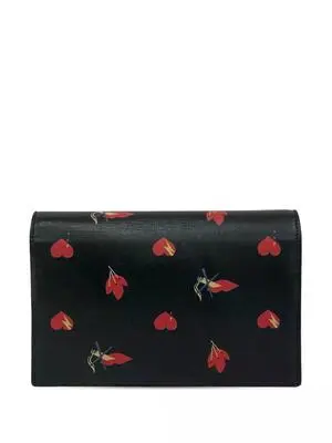 Saint Laurent Calfskin Heart And Smoking Lips Monogram Kate Tassel Wallet-on-chain - Black