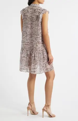 Julia Jordan Printed Pleated Frill Dress