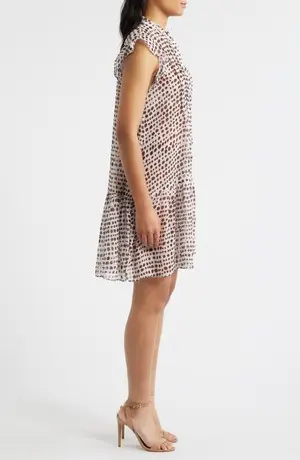 Julia Jordan Printed Pleated Frill Dress