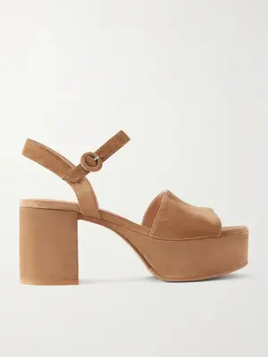 GIANVITO ROSSI Carol 35 Suede Platform Sandals - Neutrals