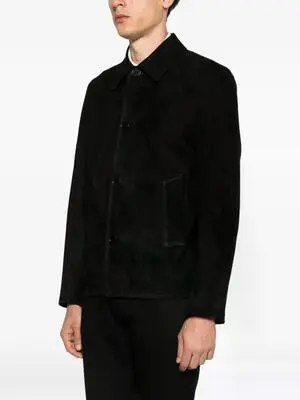 SALVATORE SANTORO Suede Buttoned Shirt - Black
