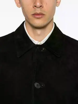 SALVATORE SANTORO Suede Buttoned Shirt - Black