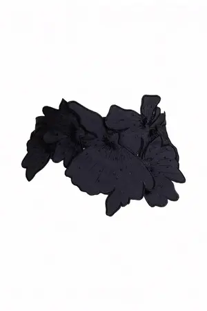 Natori Tech Cotton Taffeta Embroidered Obi Belt - Black