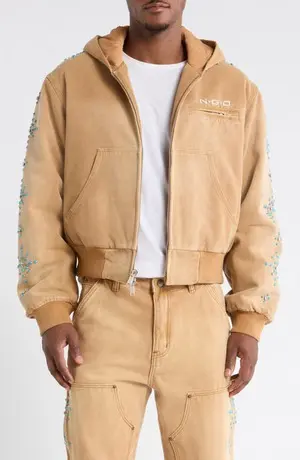 NOTHING GROWS OVERNIGHT Cotton Canvas Hooded Jacket