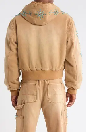 NOTHING GROWS OVERNIGHT Cotton Canvas Hooded Jacket