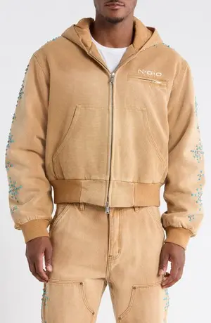 NOTHING GROWS OVERNIGHT Cotton Canvas Hooded Jacket
