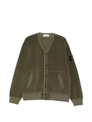 Stone Island Organic Cotton And Nylon Terry Fleece Cardigan - Green