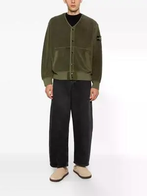 Stone Island Organic Cotton And Nylon Terry Fleece Cardigan - Green